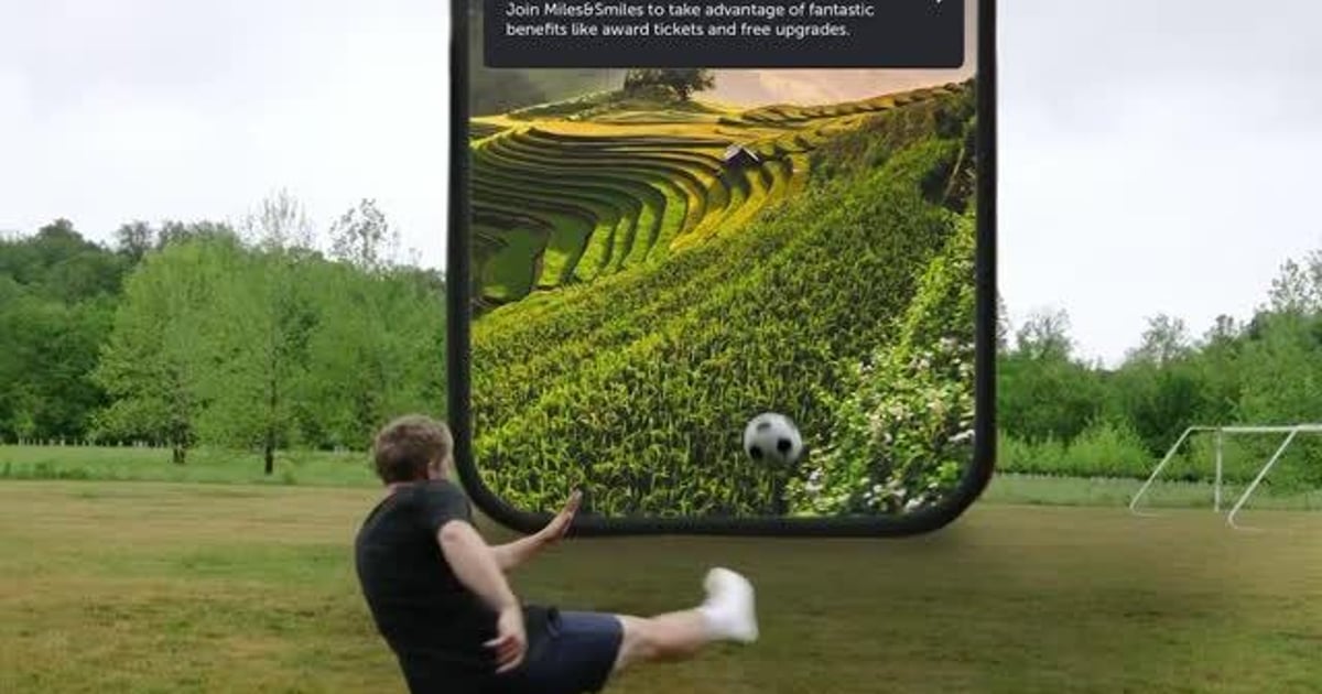 FOOH Ad Turkish Airlines Giant Phone on Soccer Field