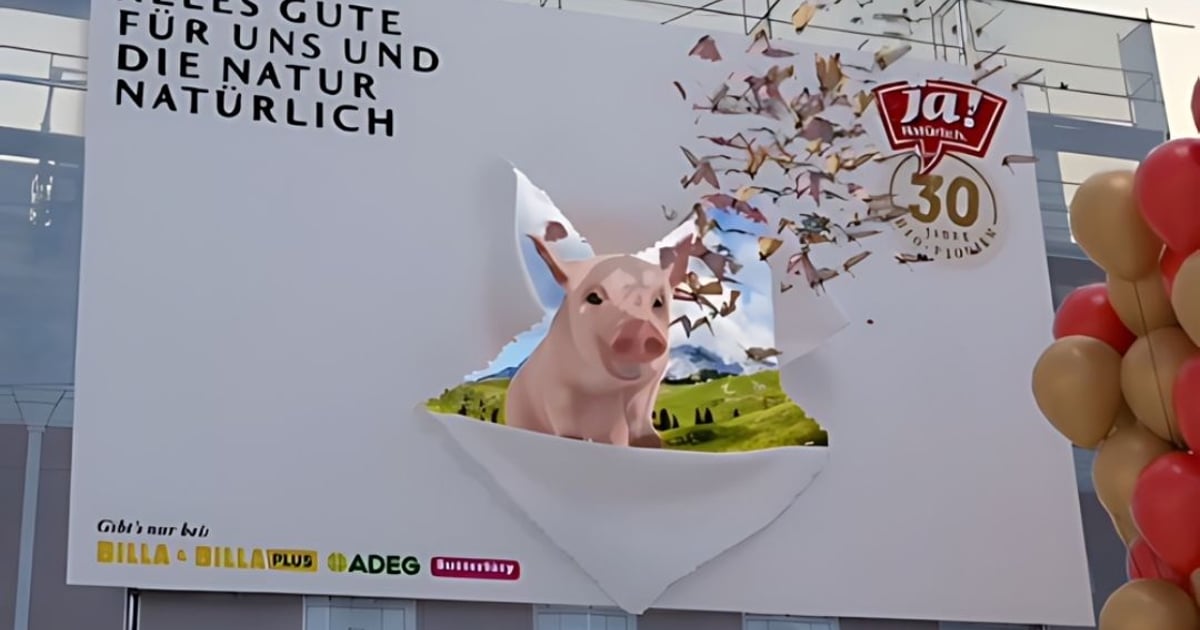 FOOH Ad Ja Natürlich Pig Sneaks Out From Billboard