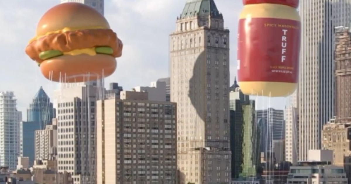 FOOH Ad TRUFF Popeyes Parade Balloons Over New York