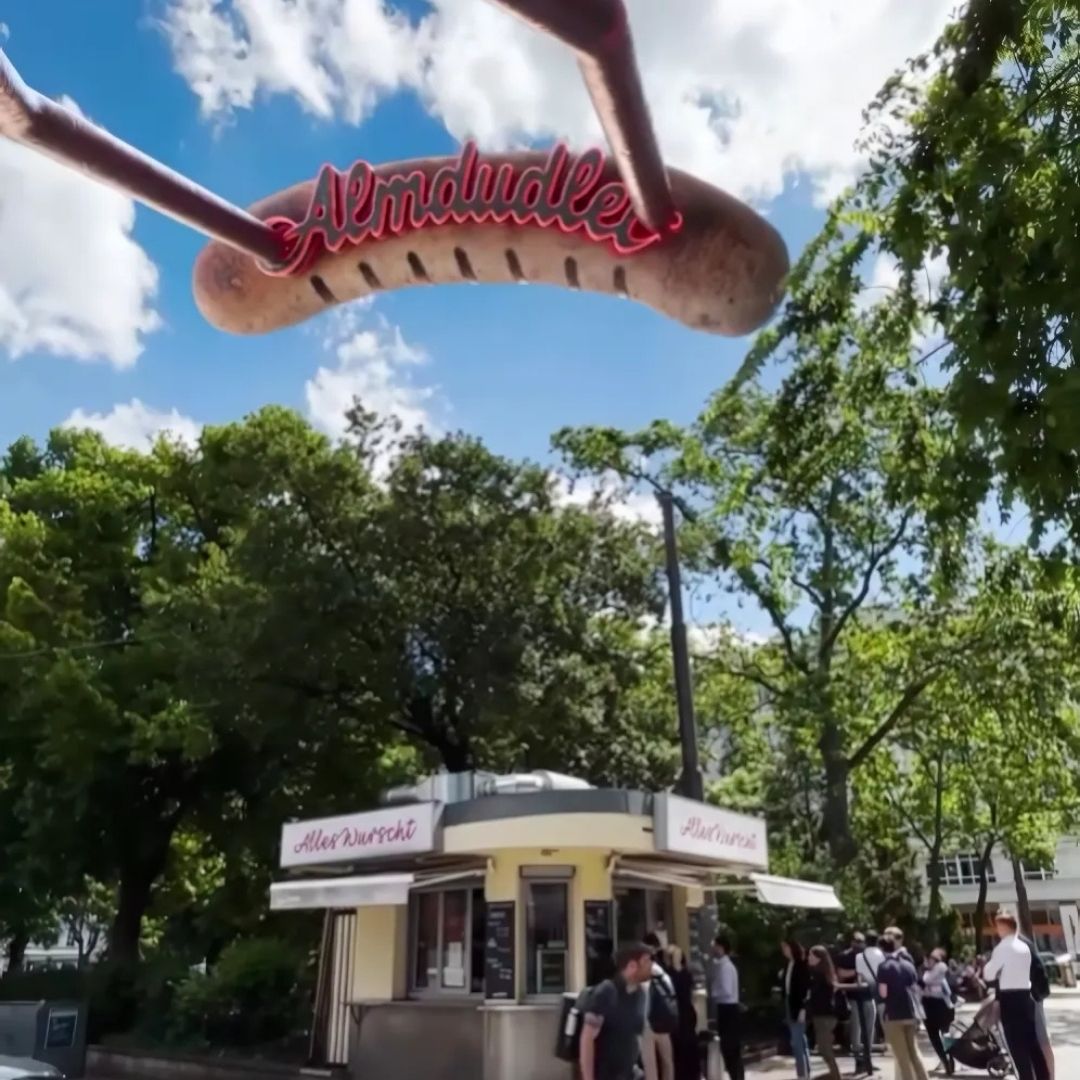 FOOH Ad Almdudler Floating Sausage in Alles Wurscht